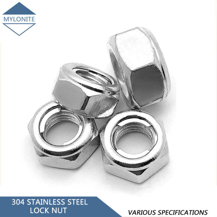 DIY Tool Set 304 Stainless Steel Hex Lock Nut M3 M4 M5 M6 M8 M10 M12 Self-locking Locknut ...