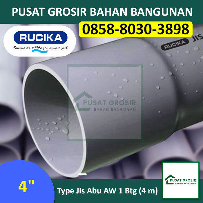 Pipa PVC 4" AW Rucika JIS Abu Pipa Wavin AW 4 Per Batang (4m) | Lazada ...