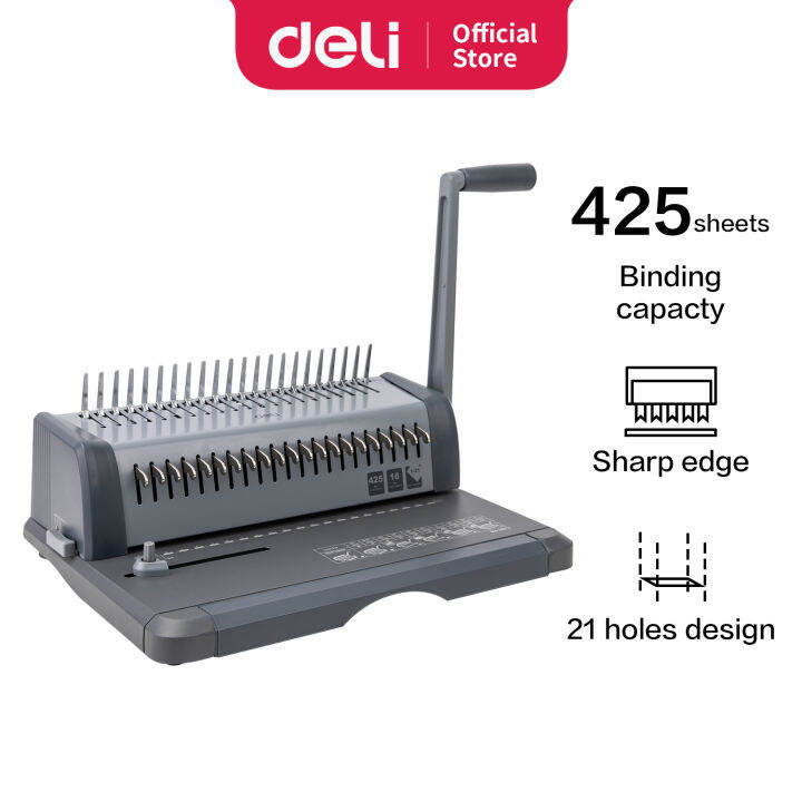 Deli Binding Machine Mesin Jilid Spiral Plastik A4 21 Lubang Kotak Kapasitas 18 Lembar ...