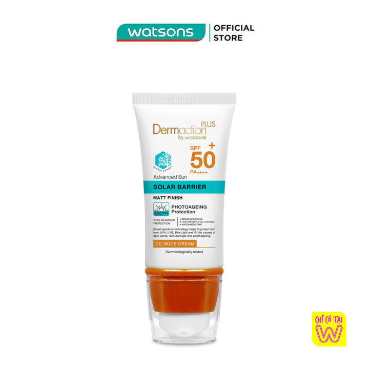 Kem Nền Chống Nắng Dermaction Plus By Watsons Solar Barrier CC Nude Cream SPF50+ PA++++ 40ml ...