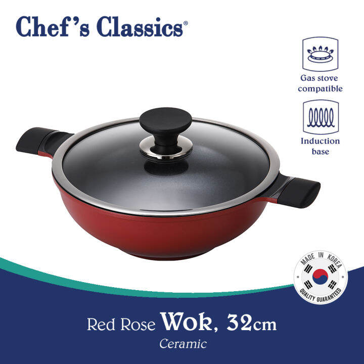 Chef's Classics Red Rose Ceramic Wok, 32cm | Lazada PH