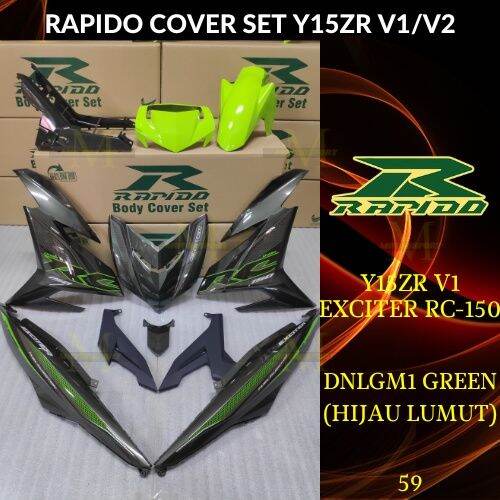 RAPIDO COVER SET Y15ZR V1/V2 EXCITER RC-150 (59) DNLGM1 GREEN (HIJAU LUMUT) (STICKER TANAM ...