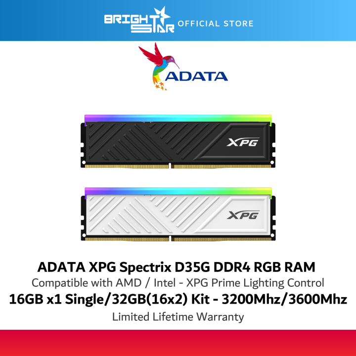 ADATA XPG Spectrix D35G DDR4 RGB (16GB (16X1)/32GB(16X2) 3200Mhz/3600Mhz - Black / White | Lazada