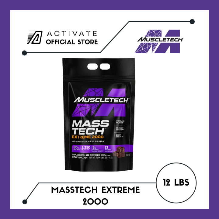 Mass Tech Extreme 2000 by Muscletech- 80g of protein per serving, for ...