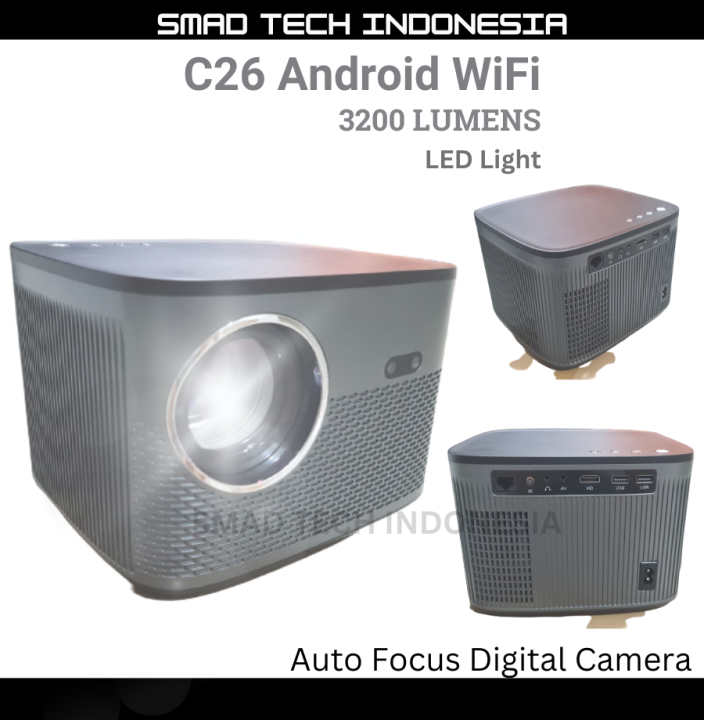 Proyektor C26 Cheerlux Android 9 Wifi 3200 Lumens Auto Focus Digital AI ...