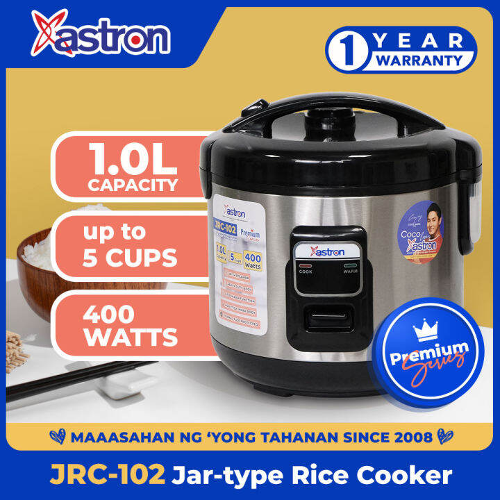 Astron JRC-102 1L Jar Type Rice Cooker with Steamer Premium Series up to 5 cups 400 watts ...