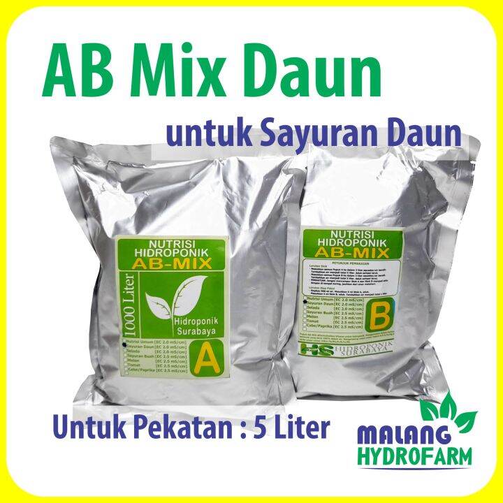 Pupuk AB Mix Daun untuk 1000 Liter / 5 L pekatan Hydroponik Surabaya ...