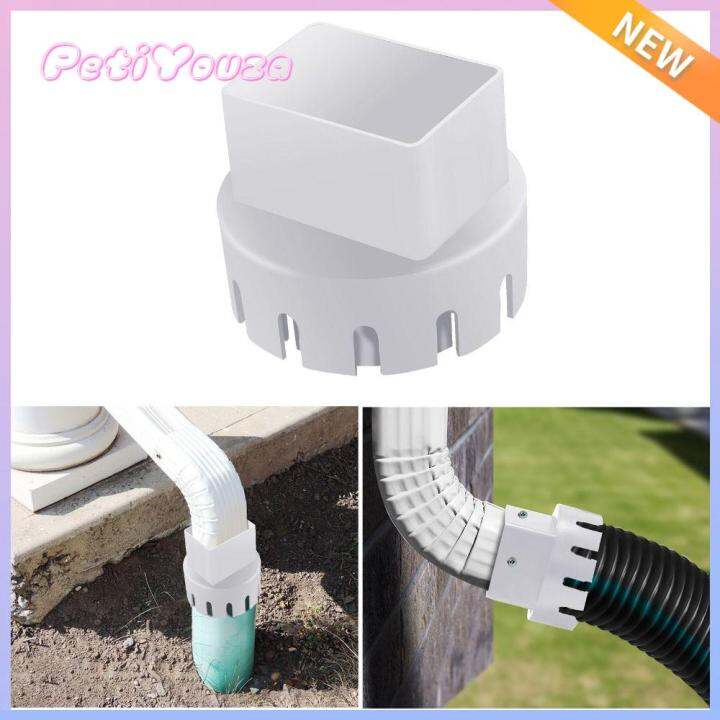PETIYOUZA PVC Downspout To Drain Pipe Gutter Drain Adapter Round To ...