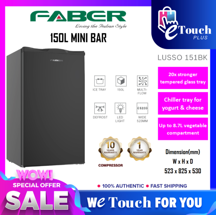 Faber [ LUSSO 151BK ] Refrigerator 150L Multi-Flow Single Door Fridge ...