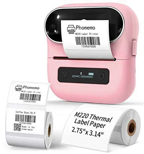 Phomemo M220 Pink Label Printer, Upgrade Label Maker, Bluetooth Thermal ...