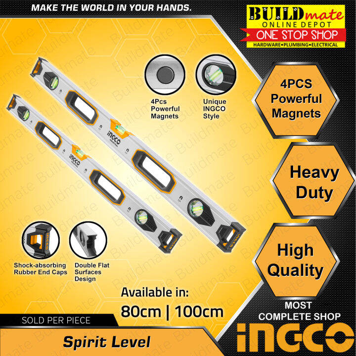 INGCO Spirit Level With Powerful Magnets 80cm | 100cm •BUILDMATE• IHT ...