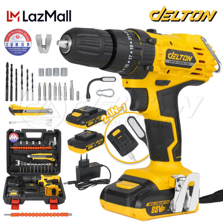 DELTON สว่านไร้สาย สว่านกระแทก สว่านแบต ไร้สาย 3 ระบบ 88V รุ่นใหม่ สว่าน 2 IN 1 พาวเวอร์แบงค์ ...