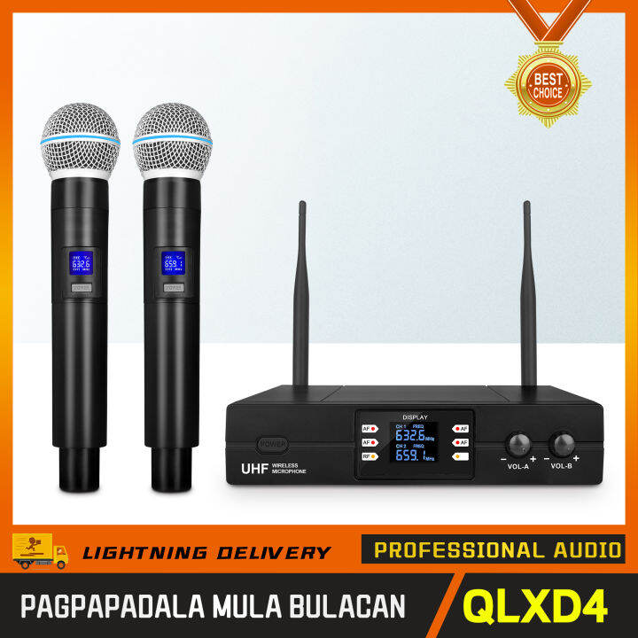 QLXD4 Professional UHF digital dual Wireless Microphone original for Karaoke sound system ...