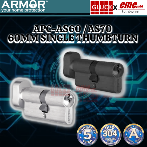 Armor Stainless Steel Euro Profile Cylinder Lock (Thumbturn & Key) APC ...