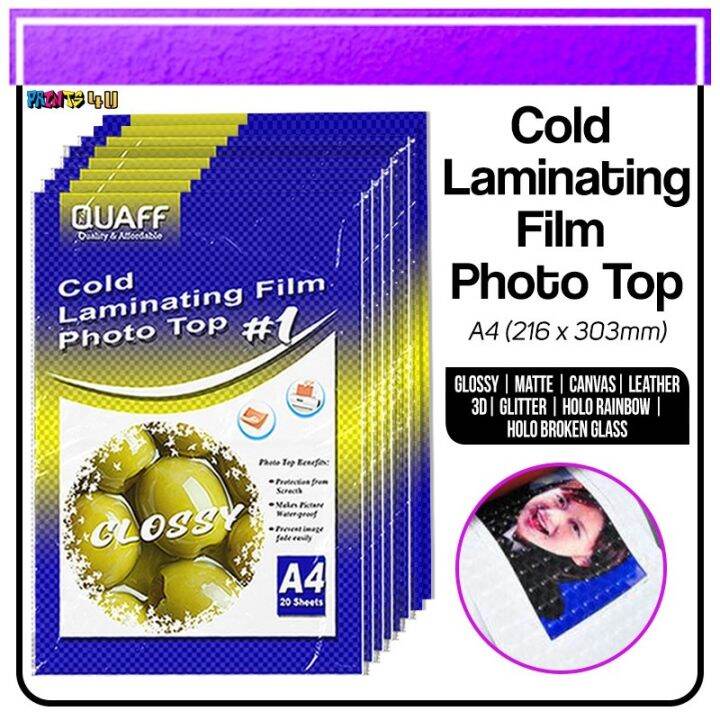 QUAFF Photo Top Cold Laminating Film A4 Size 80micron (20sheets / pack ...