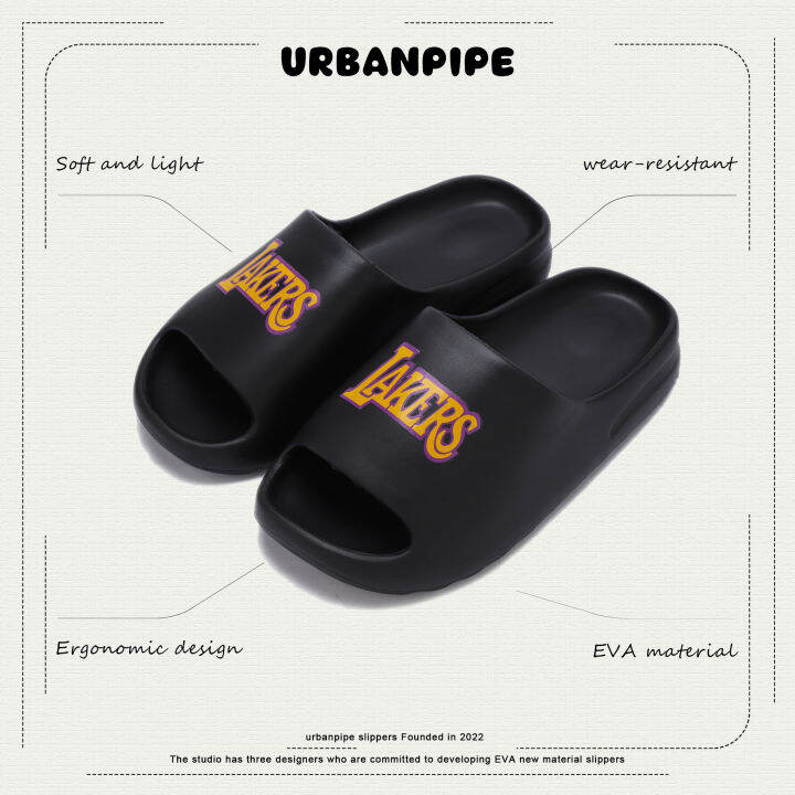 URBANPIPE Lakers Slippers For Men Black NBA Thick Light Non-Slip Men ...