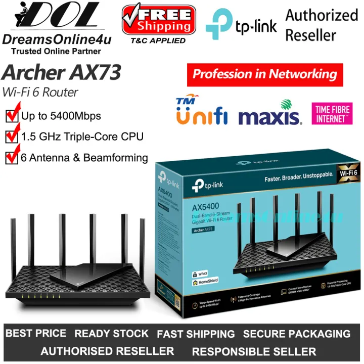 TP-Link Archer AX73 AX5400 5400mbps Triple Core Processor 6 Antenna ...