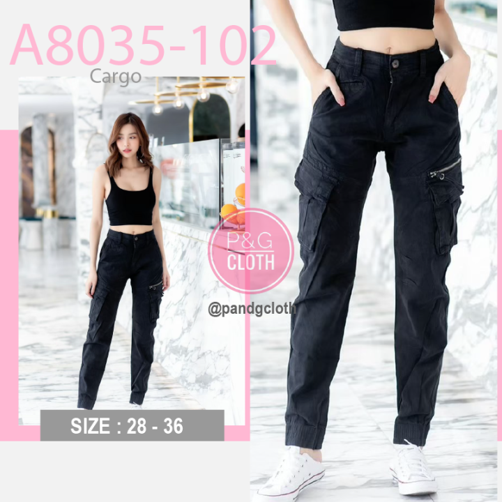 [Cargo pants] กางเกงคาร์โก้ ขาจั้มผ้ายืดผู้หญิง รุ่น L8310 กางเกงยุท ...