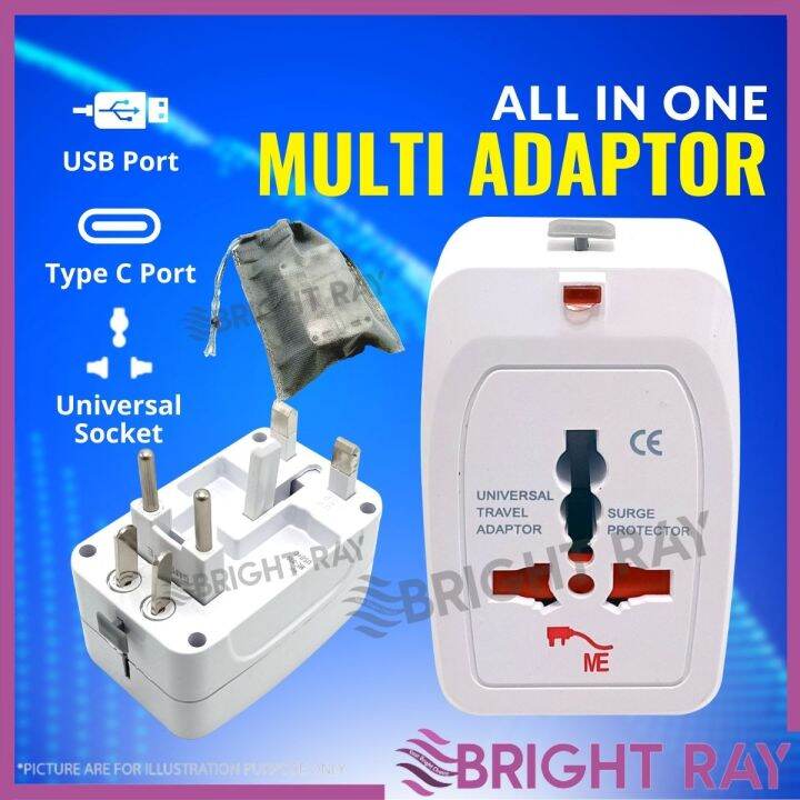 Universal Travel Adapter 3.1A Type-C Port All in One Plug Adapter with ...