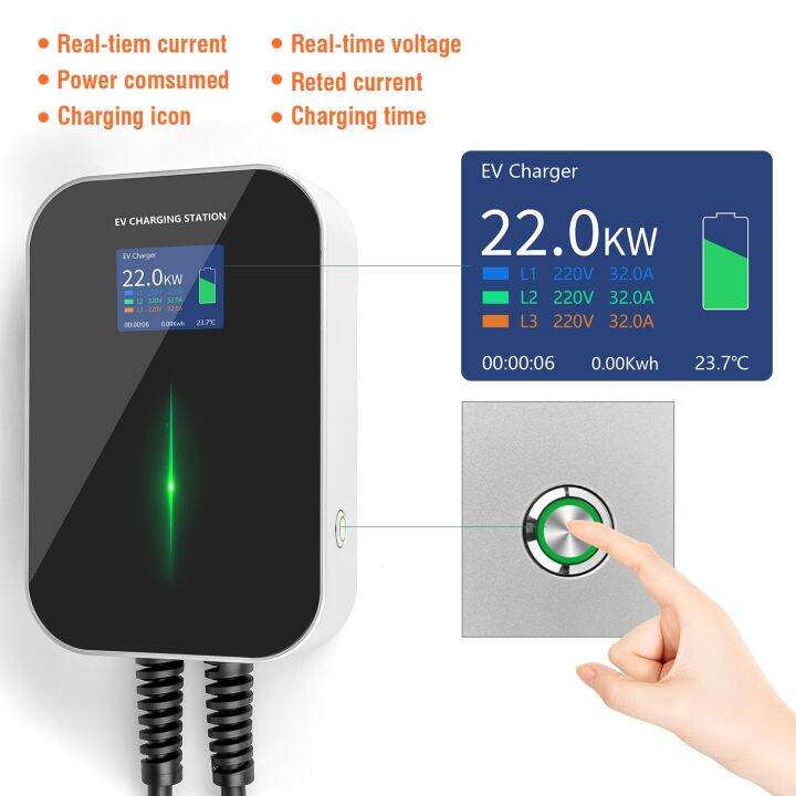 EV Wall Chargers Wallbox Electric Vehicle Charger 32A 16A 22KW 11KW 7KW Electric Car Charger IEC ...