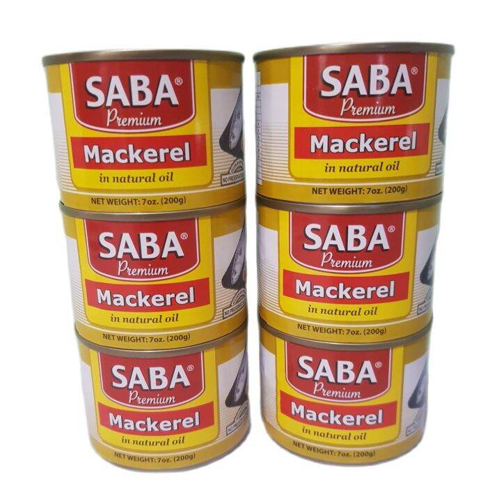 SABA Premium Mackerel Sardines in Natural Oil (pack of 6 cans x 200 ...