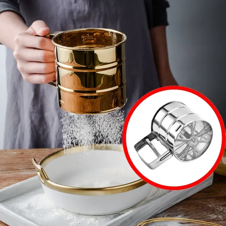 Flour Sieve Handheld Stainless Steel Flour Sieve Cup Powder Mesh Shaker ...
