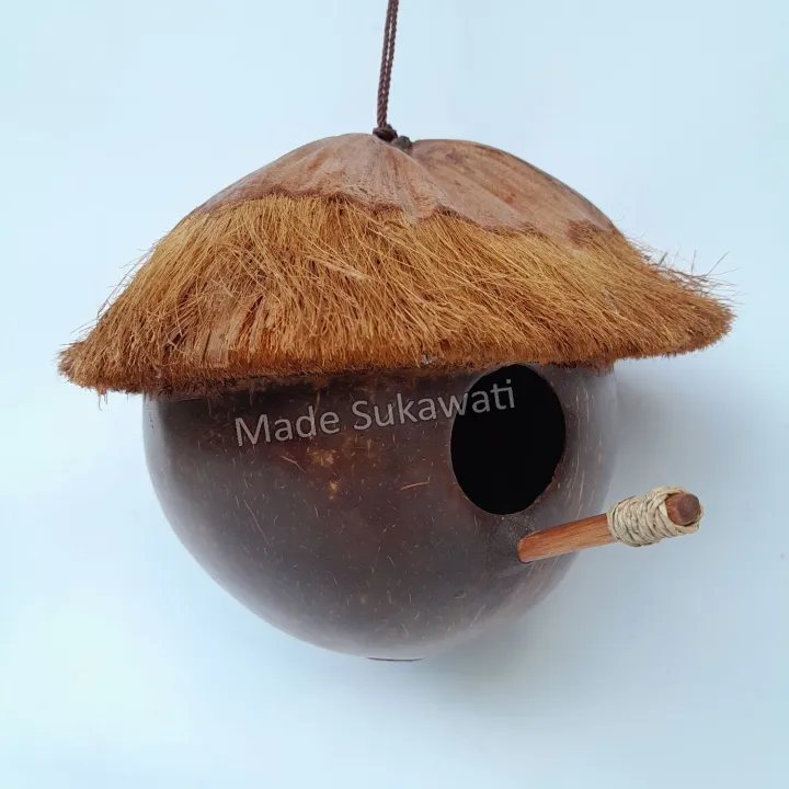 Kerajinan kelapa gantung rumah burung hiasan handmade batok kelapa ...