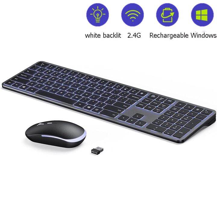 Backlit Wireless Keyboard And Mouse Combo Rechargeable 2 4g Usb