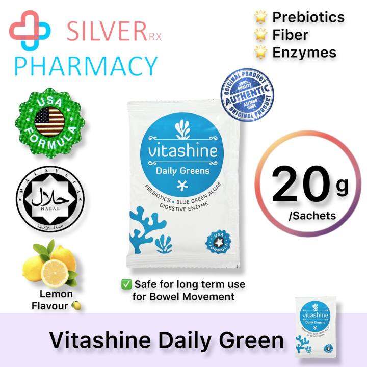 Vitashine Daily Greens Lemon Flavour Fiber [20g/Sachet] Prebiotic ...
