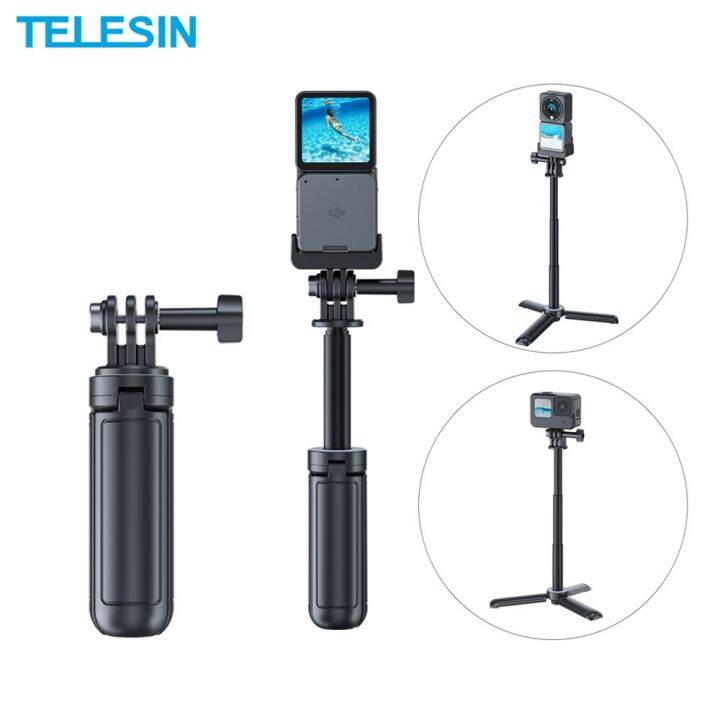 TELESIN Mini Selfie Stick Tripod Aluminum Extendable 2 IN 1 Sticks For ...
