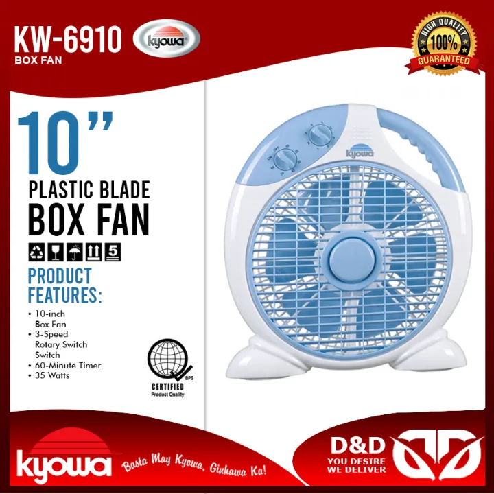 D&D | KYOWA 10" Plastic Blade Box Fan (KW-6910) | Lazada PH