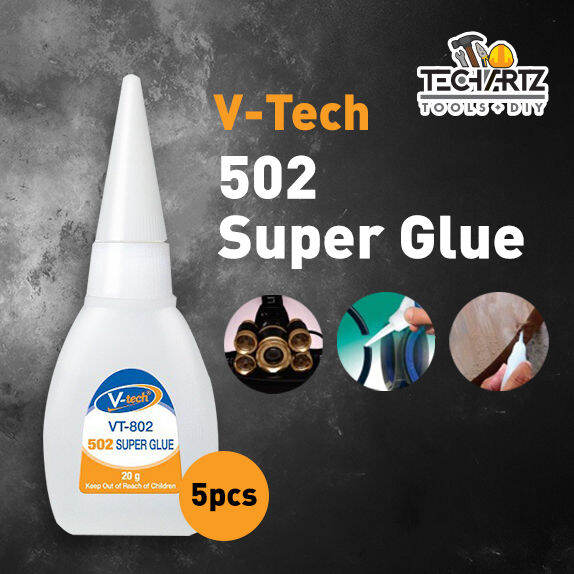 5 Bottle x V-Tech 502 Super Glue Multi-purpose Glue 20GM (3 second glue ...