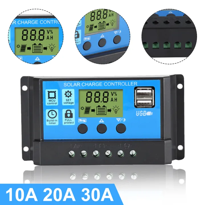 10/20/30A Solar Charge Controller 12/24V Solar Panel Charger Controller ...