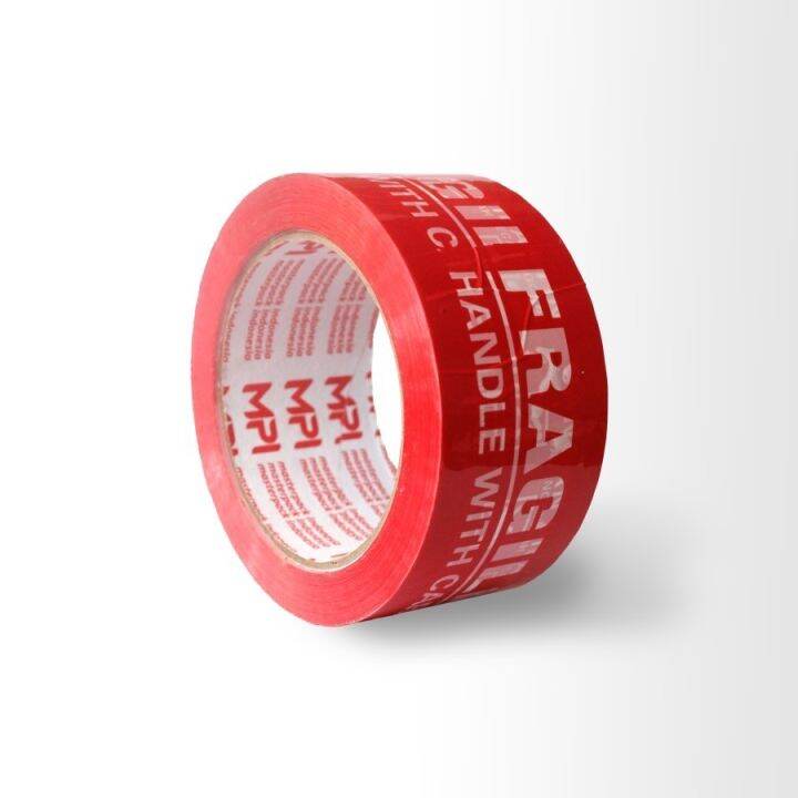Lakban Fragile Merah 48mm 100 meter ( 48 micron ) | Lazada Indonesia