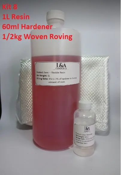 Fiberglas DIY 1 Liter Sets (F8) - 1 Liter Resin, 60ml Hardener with 1 ...