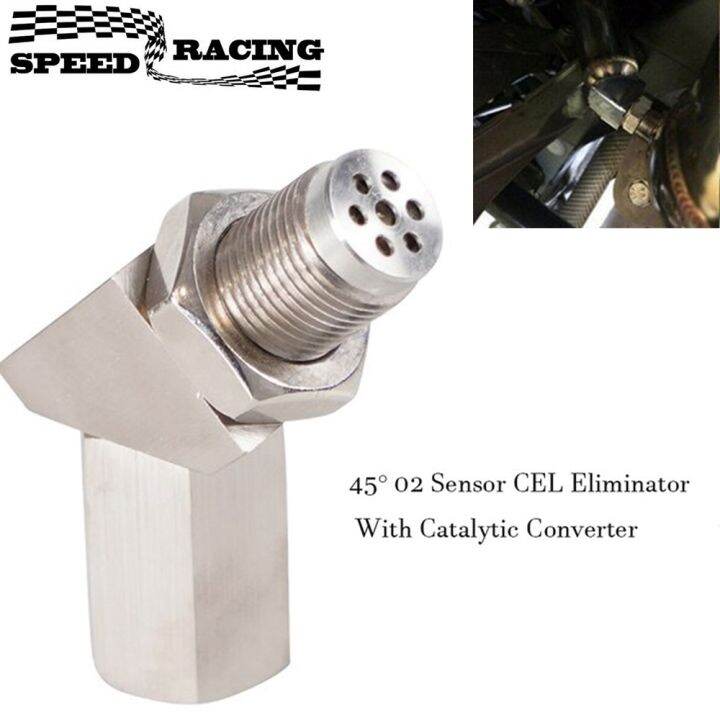 คุณภาพสูง 45 องศา O2 Oxygen Sensor Adapter อลูมิเนียม Extender Spacer ...