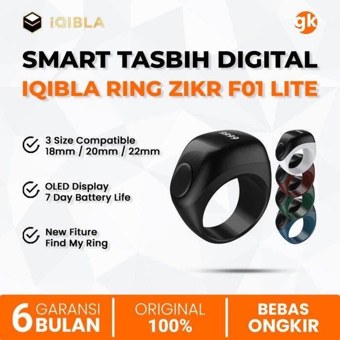 IQIBLA Smart Ring Zikr Flex Lite F01 Cincin Tasbih Digital All Size Tasbeeh Counter OLED Display ...