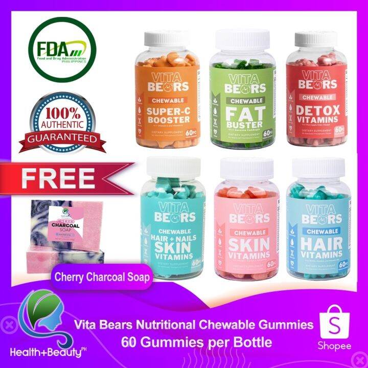 Vita Bears Gummies For Skin Hair Vitamin C Detox Fat Burner 60 pcs Per ...