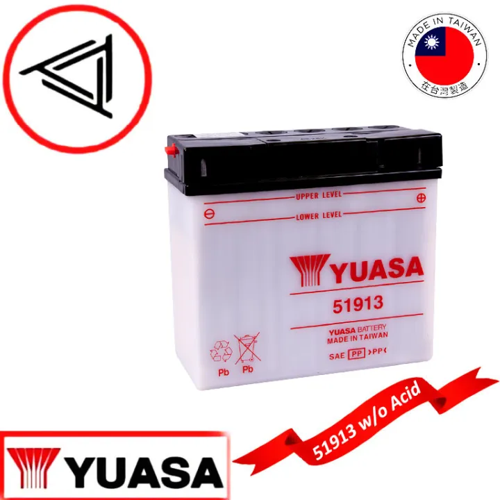 YUASA MOTORCYCLE BATTERY MADE IN TAIWAN - 51913 w/o Acid | Lazada PH