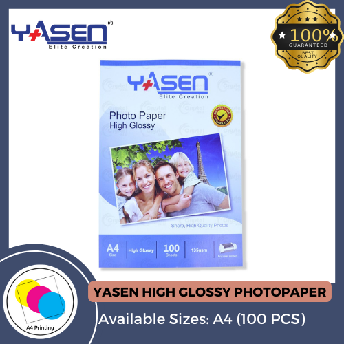 115gsm/135gsm Yasen 100pcs High Glossy Photo Paper | Lazada PH