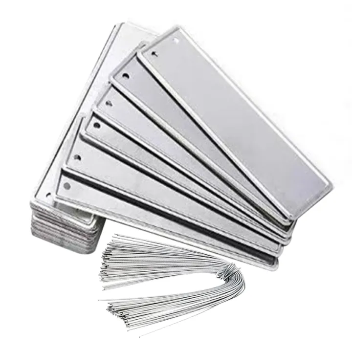 Aluminum tree label with metal wire double-sided written on the metal ...