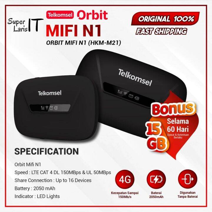 Modem Wifi 4G Telkomsel Orbit Mifi N1 Portable free kuota | Lazada ...