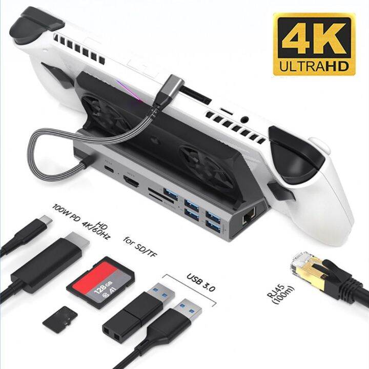 BUUXIAA 4K HD ฐานตั้งคอนโซลเกม Gigabit Ethernet การชาร์จ Pd 100W พัดลมระบายความร้อน มัลติฟังก ...