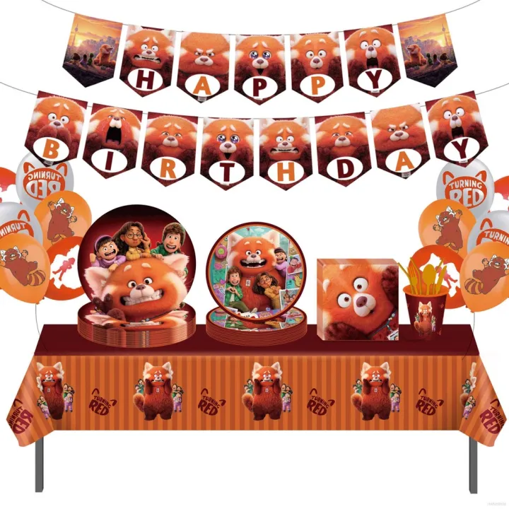 MB Turning Red Theme Disposable Tableware Decoration Set Banner Cake ...