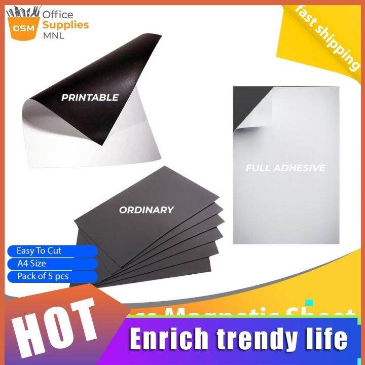 5pcs Magnetic Sheet A4 Size Ref Magnet with Adhesive Ordinary Printable ...