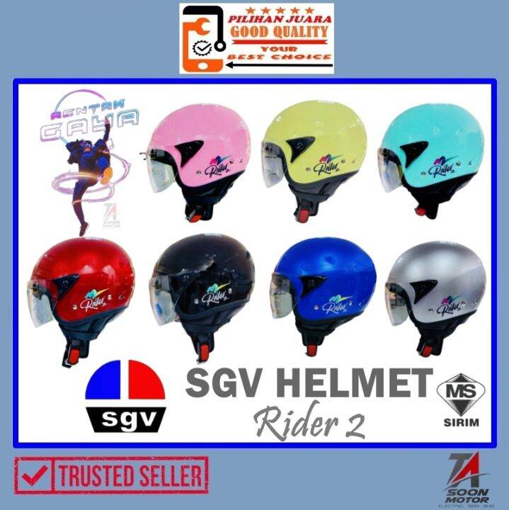 SGV HELMET RIDER 2 / TOPI KELEDAR / HALF CUT HELEMT STENG / WITH VISOR ...