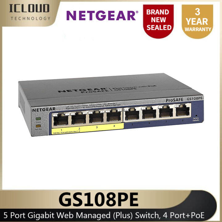 NETGEAR GS108PE 8 Port Gigabit Web Managed (Plus) Switch with 4-Port ...