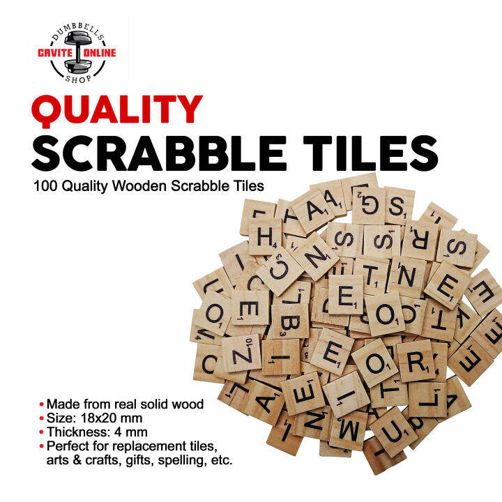 100 pcs Quality Wood Letter Tiles / Wooden Scrabble Tiles A-Z Capital ...