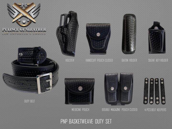 PNP BASKETWEAVE DUTY SET/ BELT RIG SET/ POLICE LEATHER SET | Lazada PH