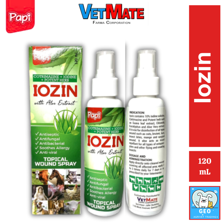 [GEO AGRIVET] Papi Iozin Wound Spray 120ml with Aloe Extract ...
